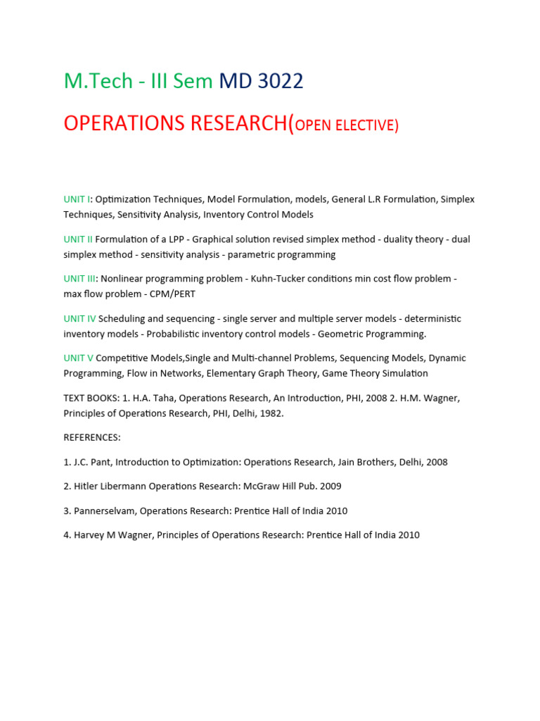 Operations Research Mtech | PDF