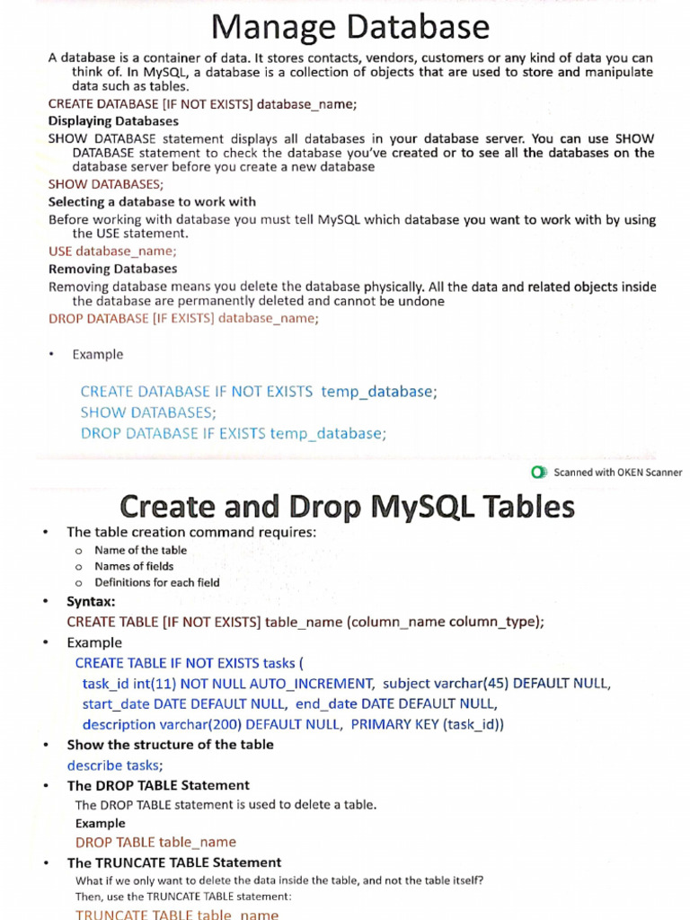 MY SQL Notes | PDF