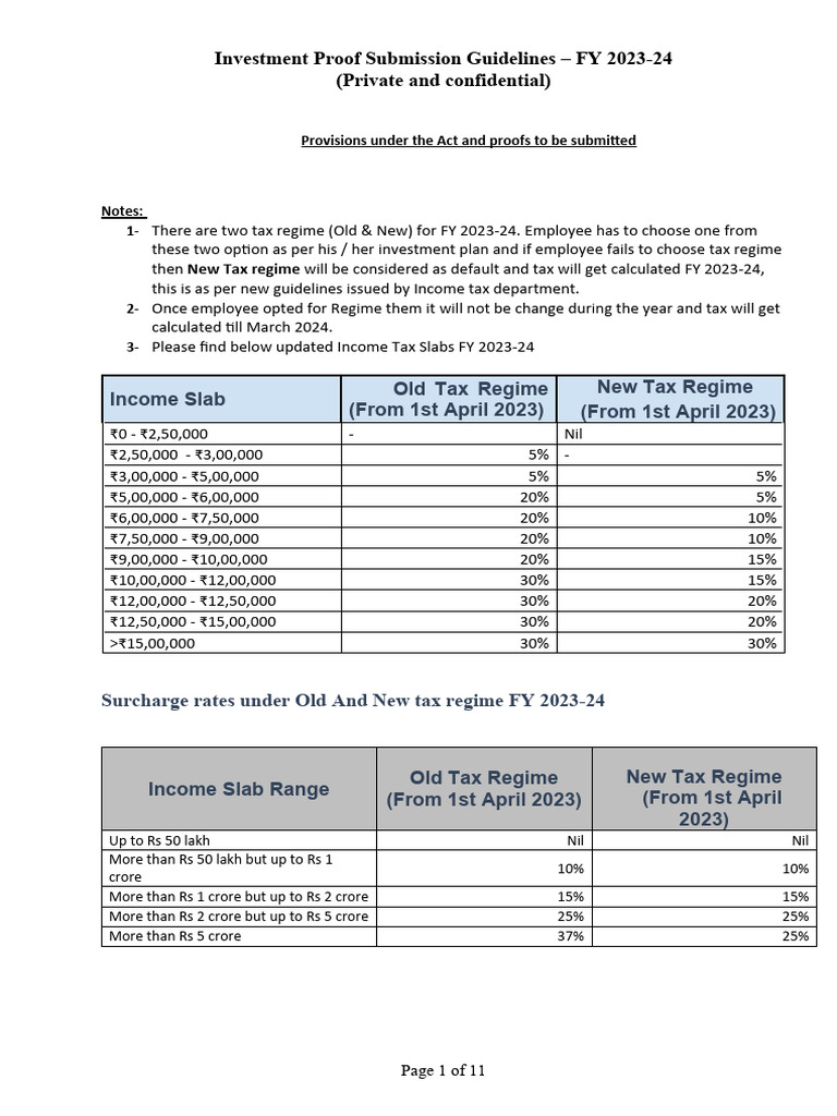 Guidelines For Submission of Investment Proof FY 2023-24 | PDF | Loans | Tax Deduction