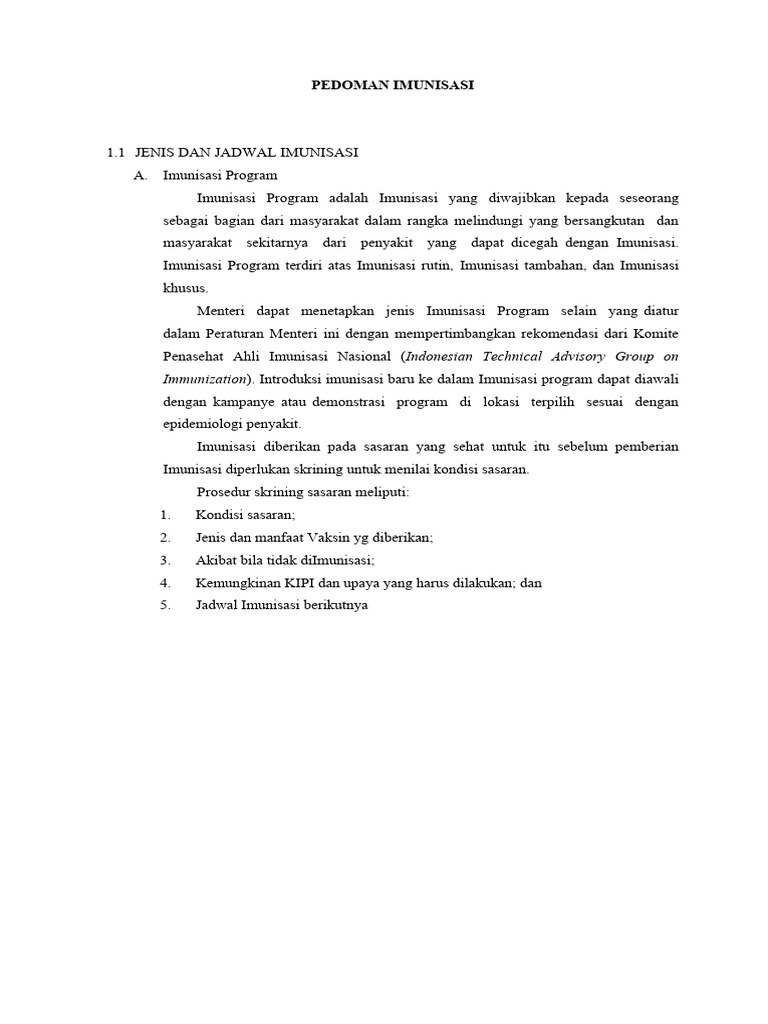 PEDOMAN IMUNISASI PKM LEMO | PDF