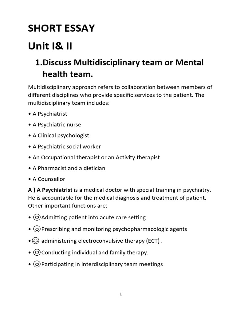 Psychiatry UNIT WISE NOTES | PDF | Psychiatry | Mental Health