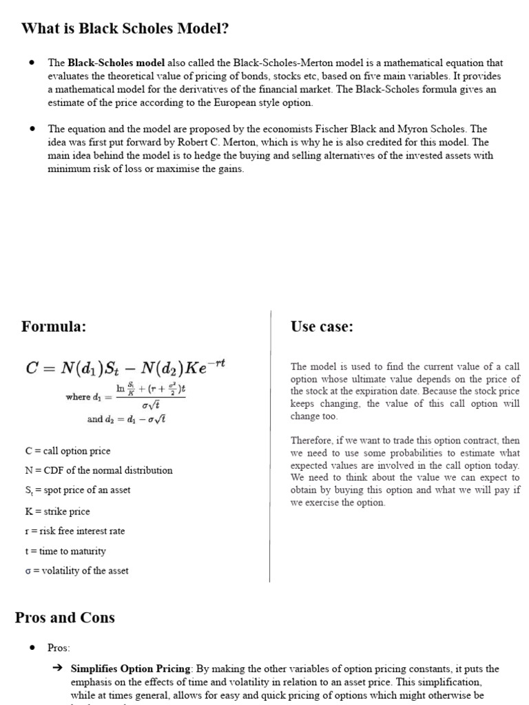 Black Scholes | PDF | Option (Finance) | Black–Scholes Model