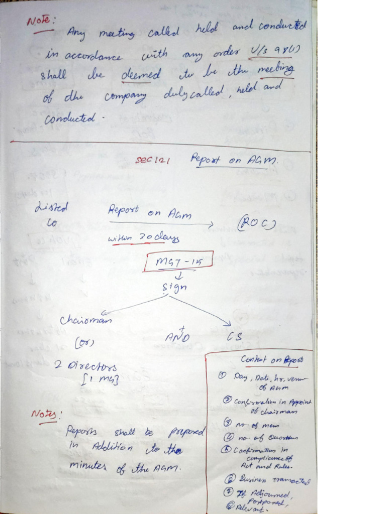 Companies Act Sec 121 Report On Annual General Meeting | PDF