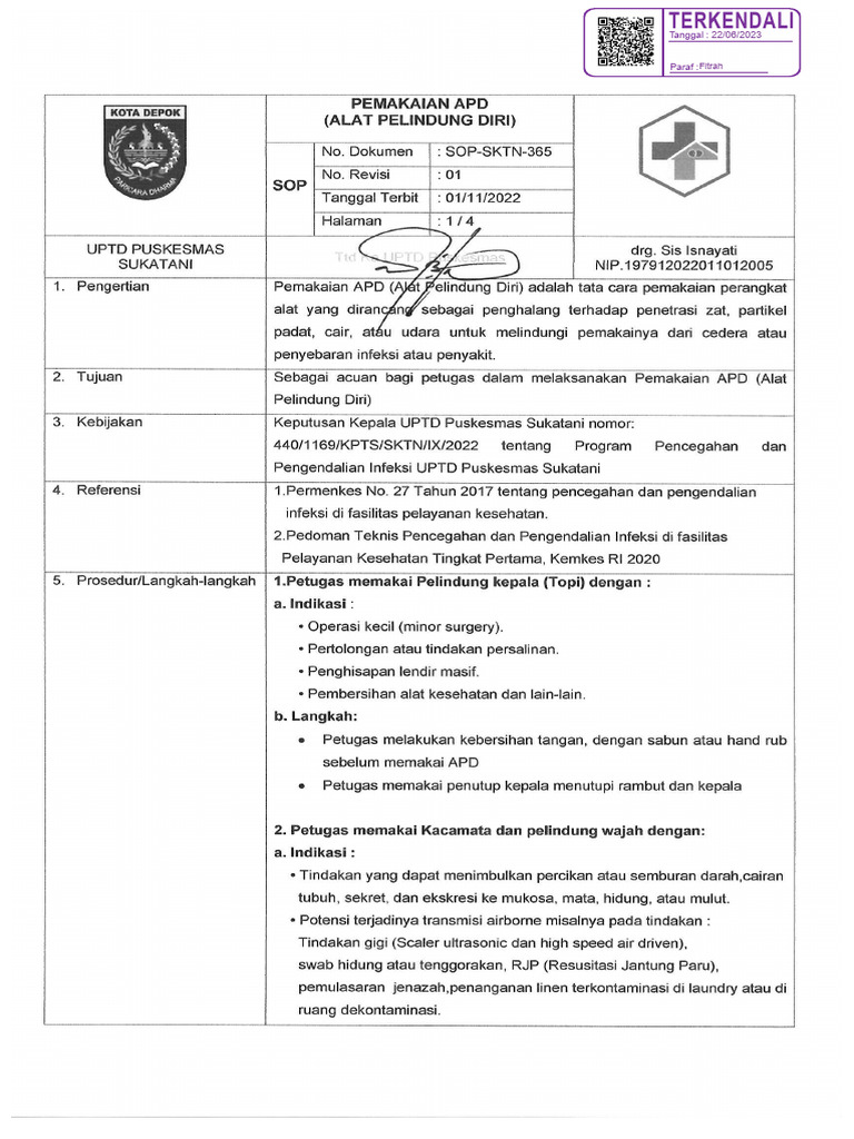 Sop Pemakaian Apd - Terkendali | PDF | Olahraga & Rekreasi | Teknologi ...