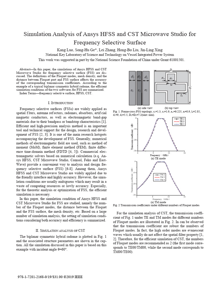 Simulation Analysis of Ansys HFSS and CST Microwave Studio For ...