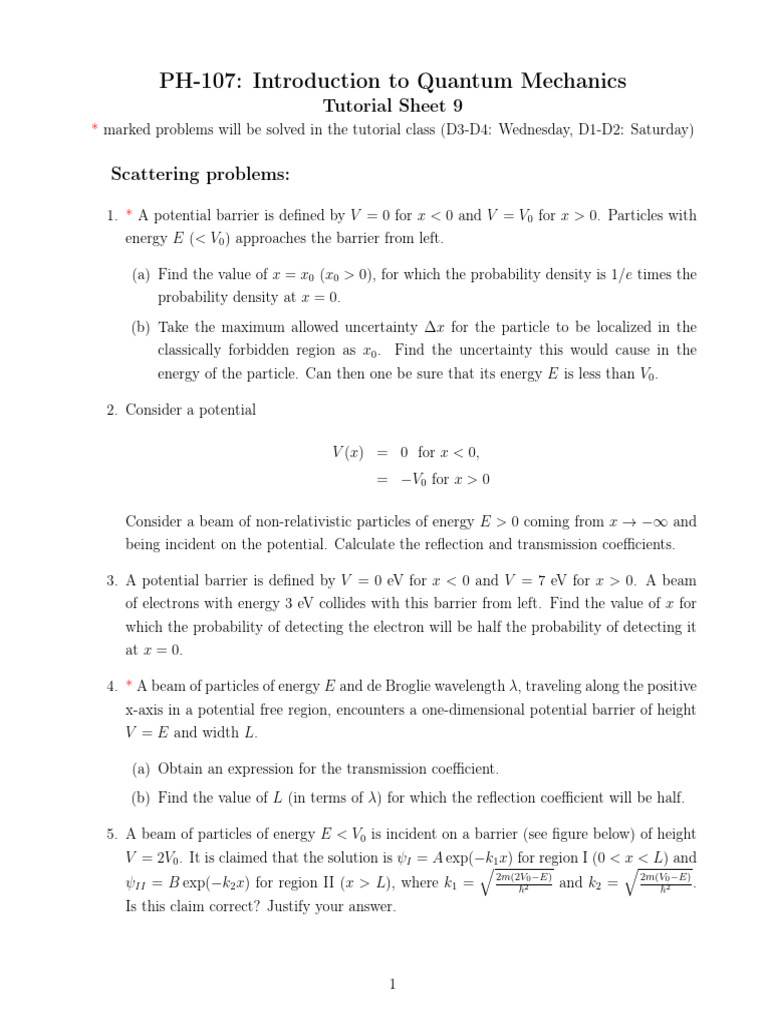 2021 Ph107 Tutorial09 Pdf Scanning Tunneling Microscope Quantum