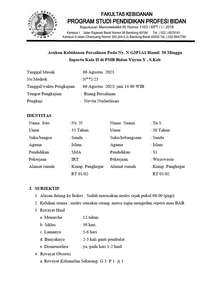 Soap Persalinan | PDF | Kesehatan Holistik