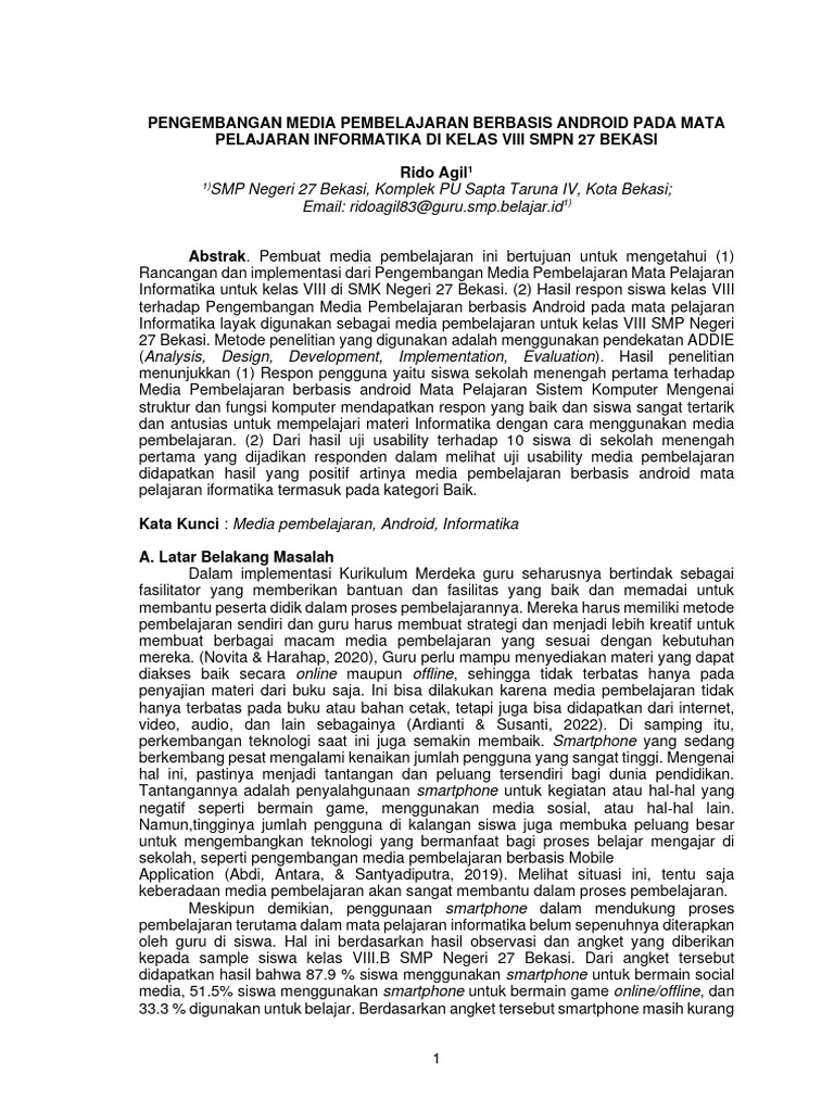 Rido Agil - KTI - Informatika Fun | PDF | Komputer