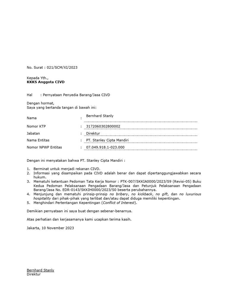 Surat-Pernyataan PBJ | PDF