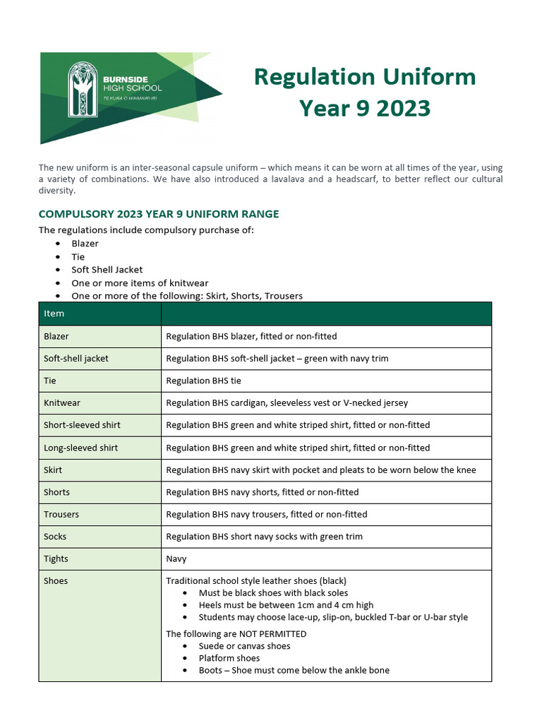 BHS Regulation Uniform 2023 | PDF | Shoe | Scarf