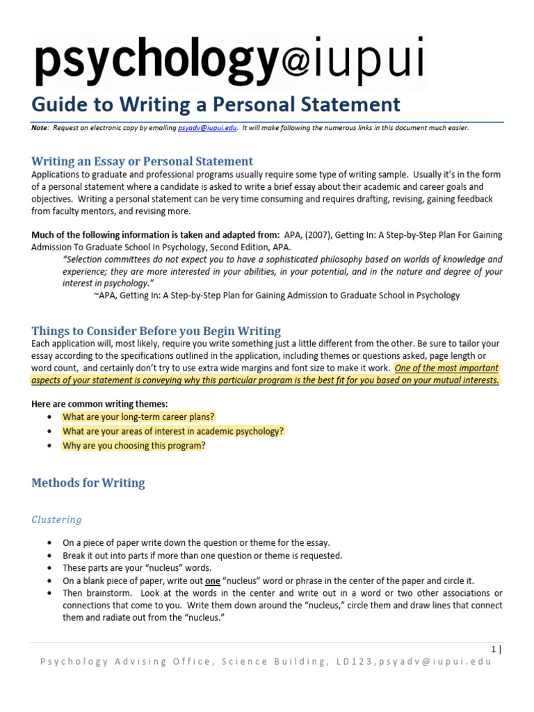 Personal Statement Guide | PDF | Essays | Psychology