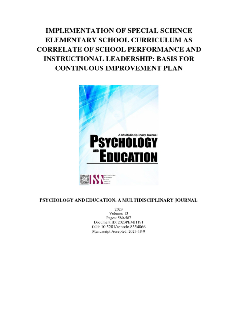 Implementation of Special Science Elementary School Curriculum As ...