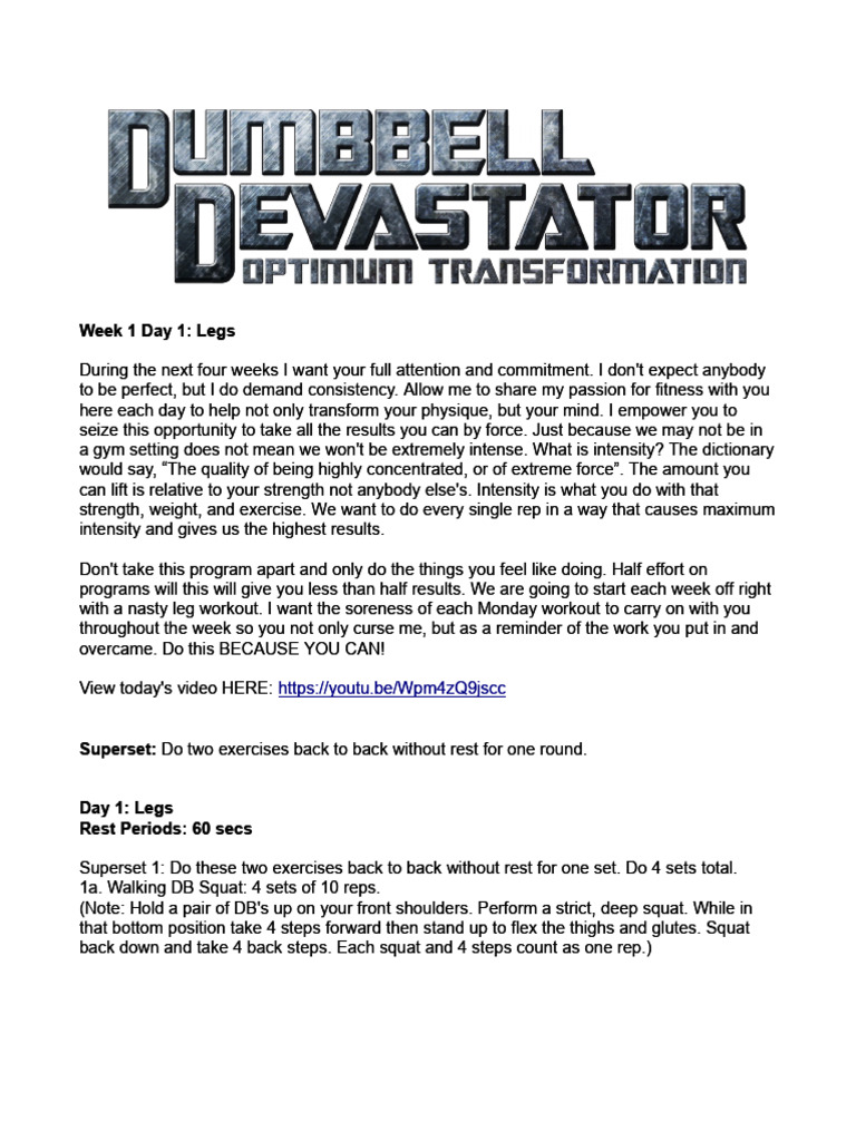 Intense Leg Workout Plan Day 1 | PDF | Foot | Physical Exercise