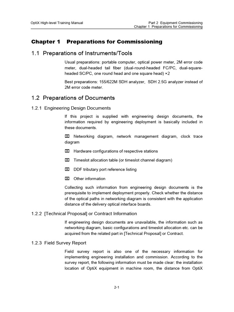 01-Preparations For Commissioning | PDF | Computer Network | Surveying