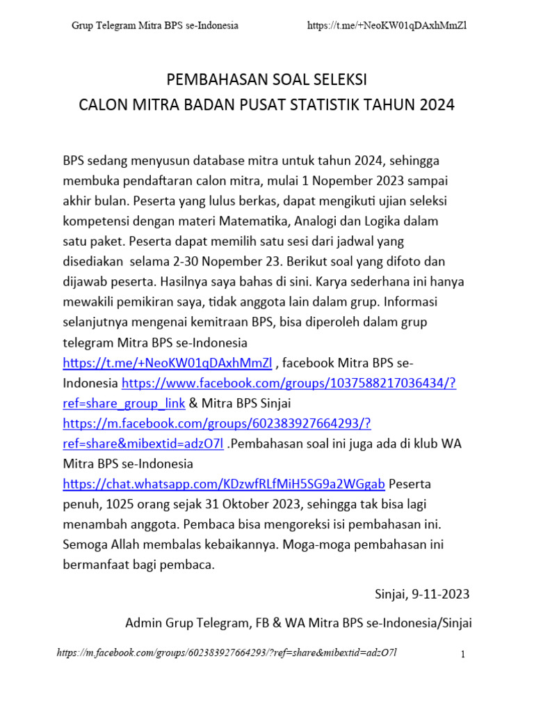 Pembahasan Soal Calon Mitra | PDF