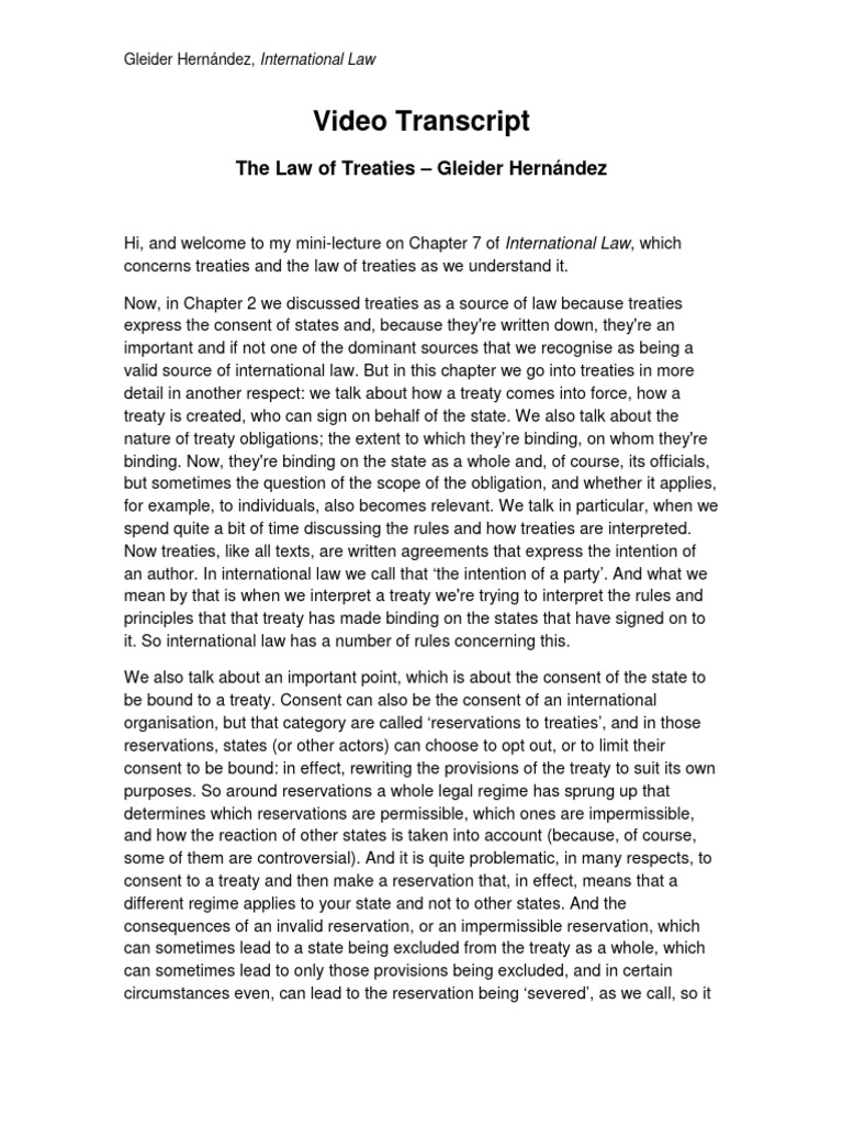 Law of Treaties Explained | PDF | Treaty | International Law