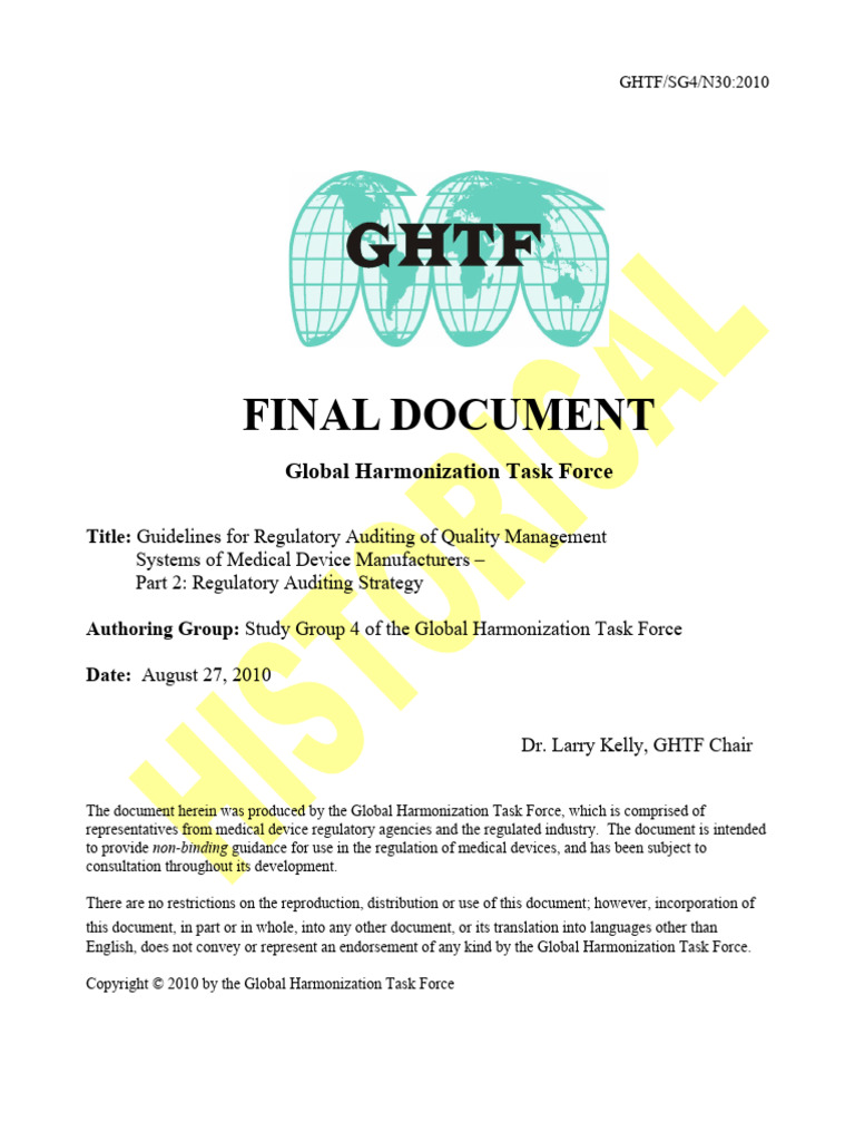 ghtf-sg4-n30-guidelines-for-regulatory-auditing-part2 | PDF | Quality ...
