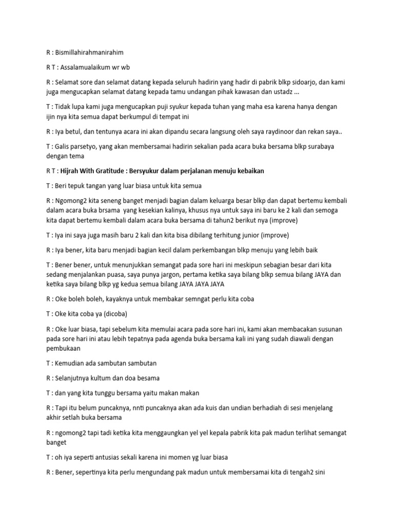 Template Sambutan Bukber BLKP | PDF