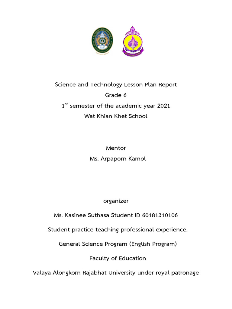 Science and Technology Lesson Plan Report | Download Free PDF | Foods | Educational Assessment