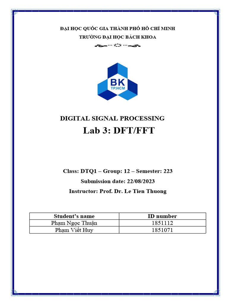 DSP Report Lab3 Official | PDF | Discrete Fourier Transform | Fast Fourier Transform
