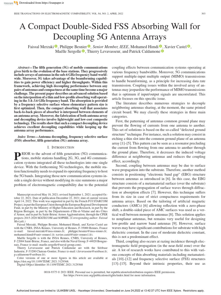 A Compact Double-Sided FSS Absorbing Wall for Decoupling 5G Antenna ...