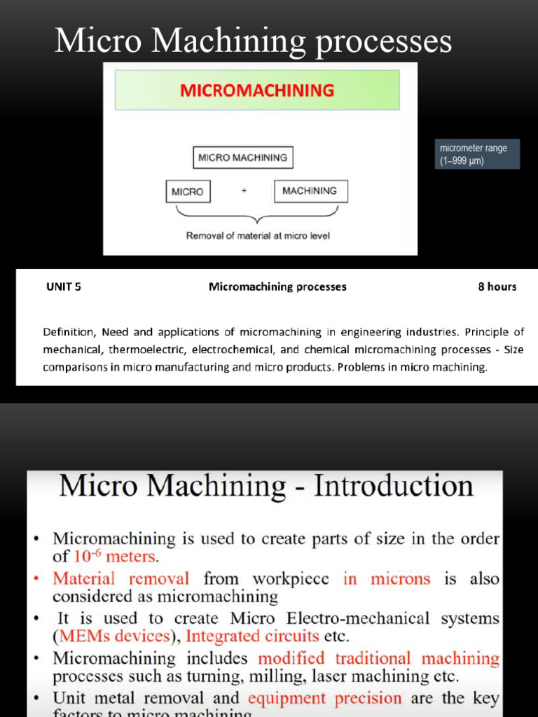 Module 5 M3 Micro Machining 30 Oct 23 | PDF | Machining | Glasses