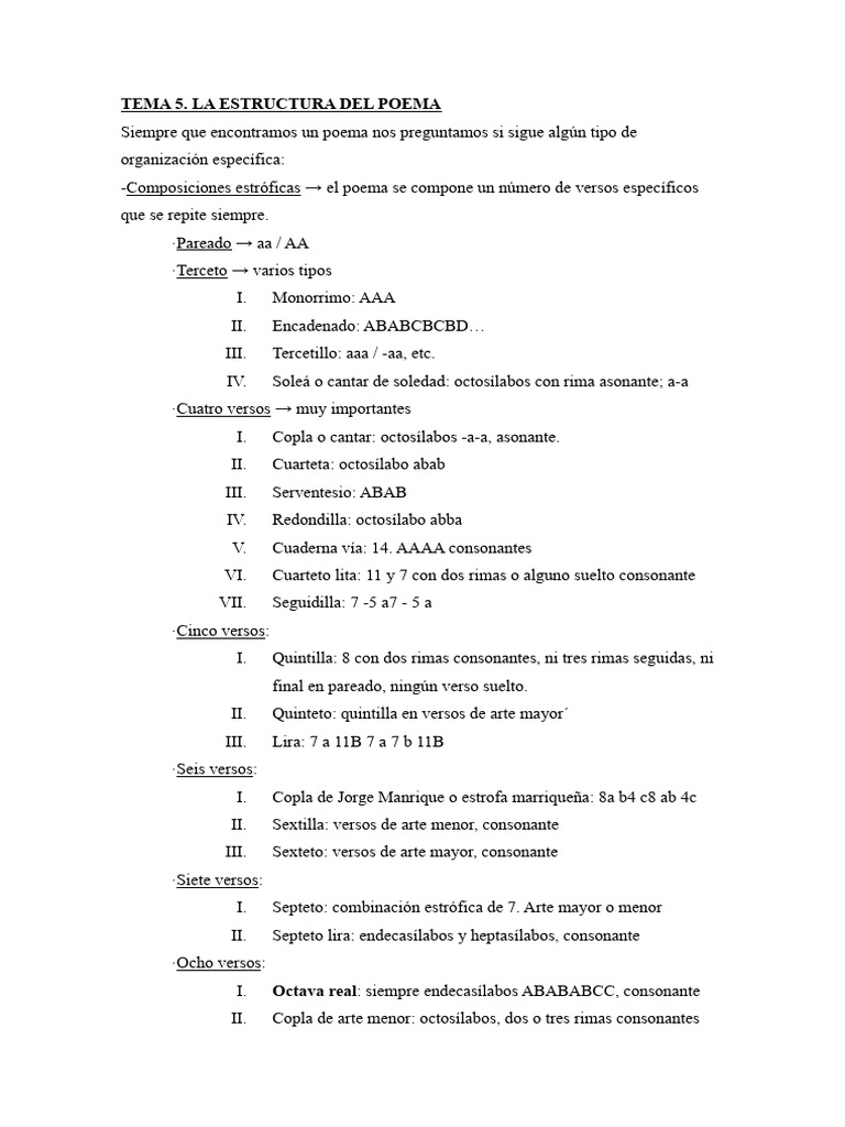 Tema 5 | PDF | Rima | Poesía
