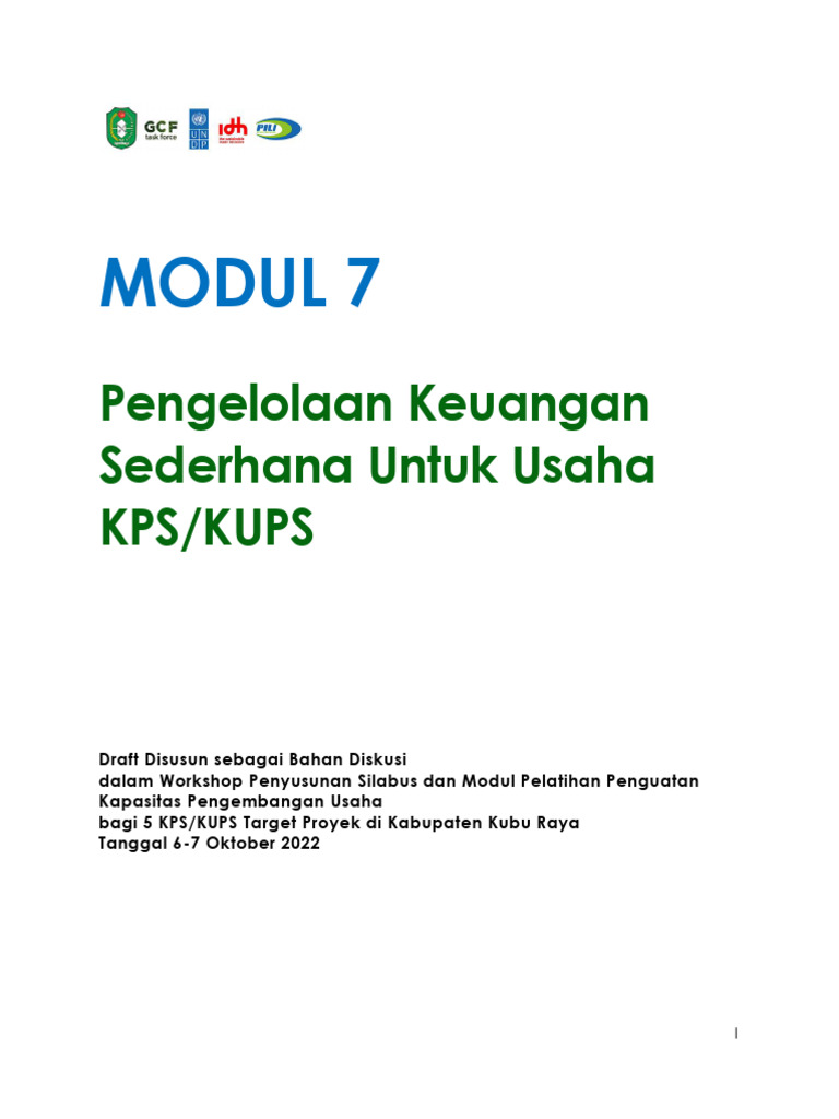 Draft Modul 7 - Pengelolaan Keuangan Sederhana - No Test | PDF