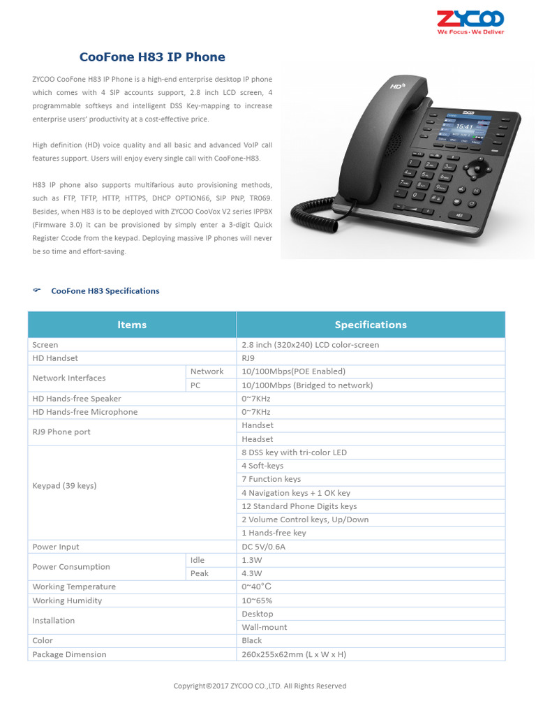 CooFone H83 Datasheet-V2.8.x | PDF | Telephone | Session Initiation ...