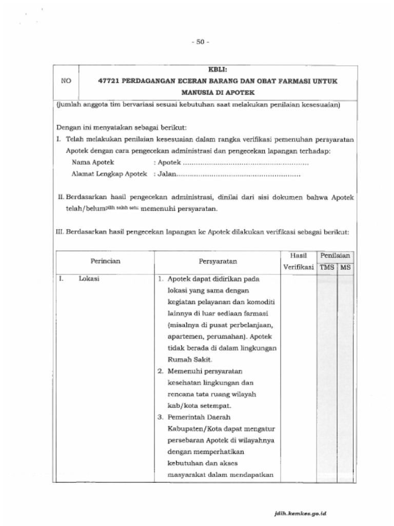 Checklist Izin Apotek PMK 14 2023 | PDF