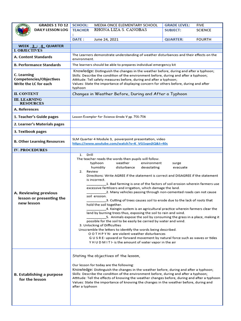 DLL COT SCIENCE 4TH Q-Zoom | PDF | Learning | Subject (Grammar)