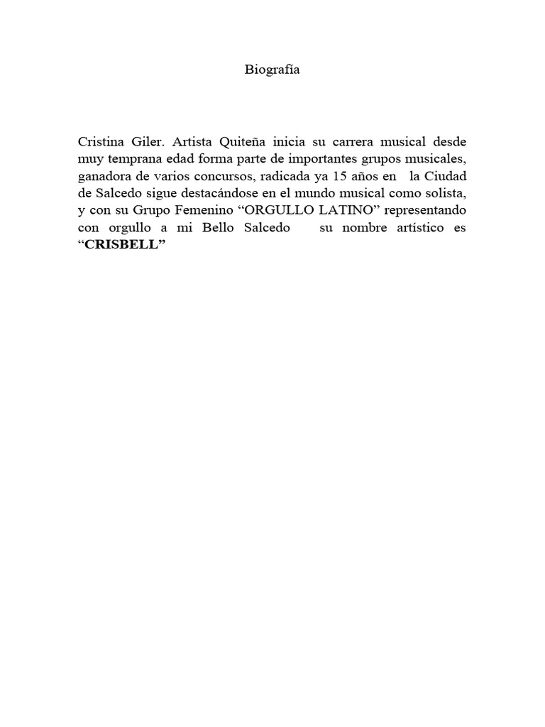 Biografia Mayra Yanez | PDF