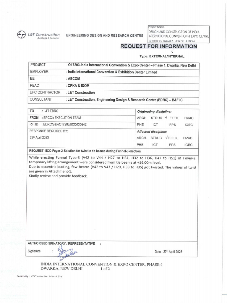 Foyer 2 Tie Beams RFI | PDF