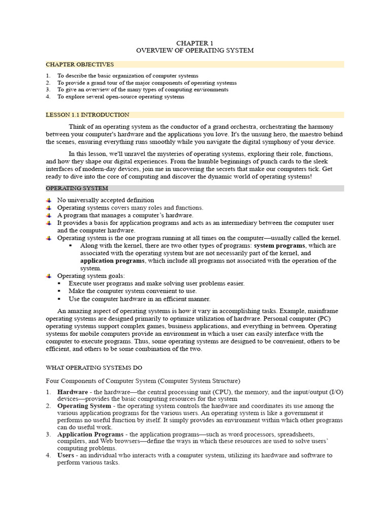OVERVIEW-OF-OPERATING-SYSTEM-updated | PDF | Computer Data Storage | Operating System
