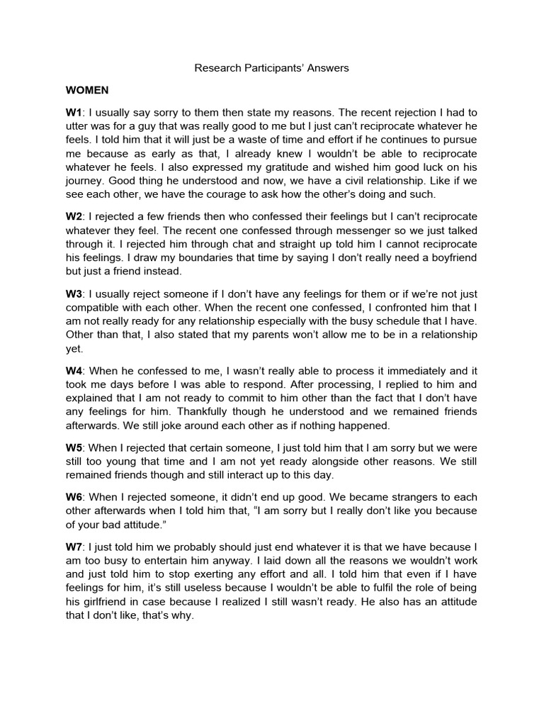 Research Participants Answers | PDF