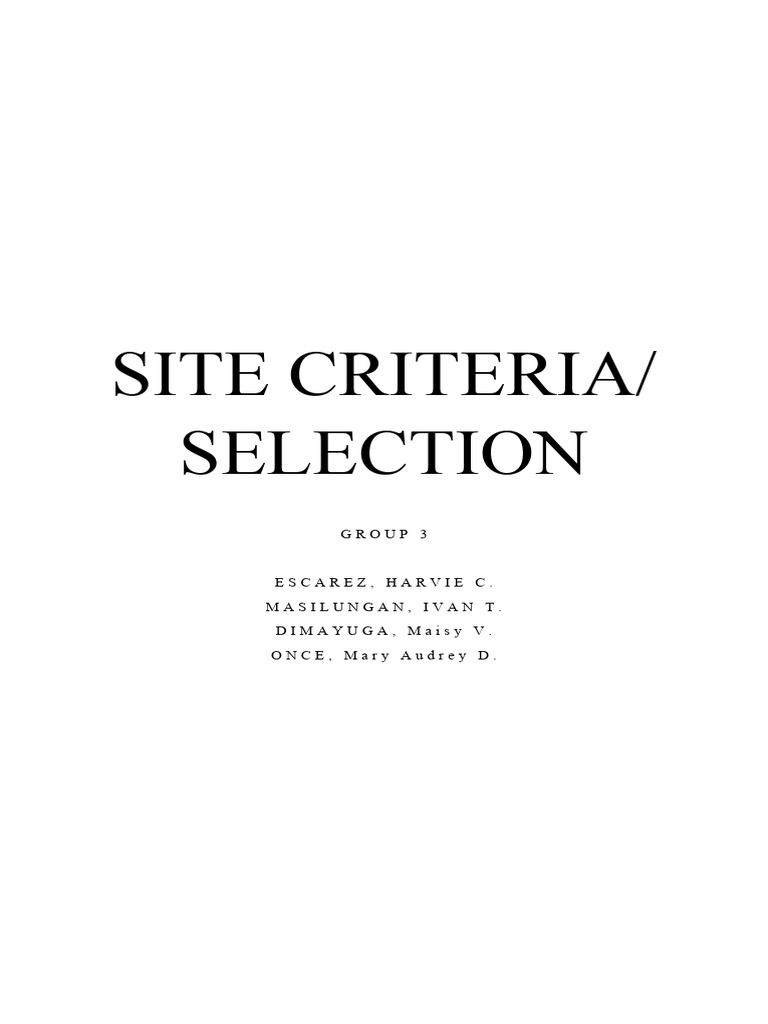Site Criteria/ Selection: Group 3 | PDF | Health Care | Public Services