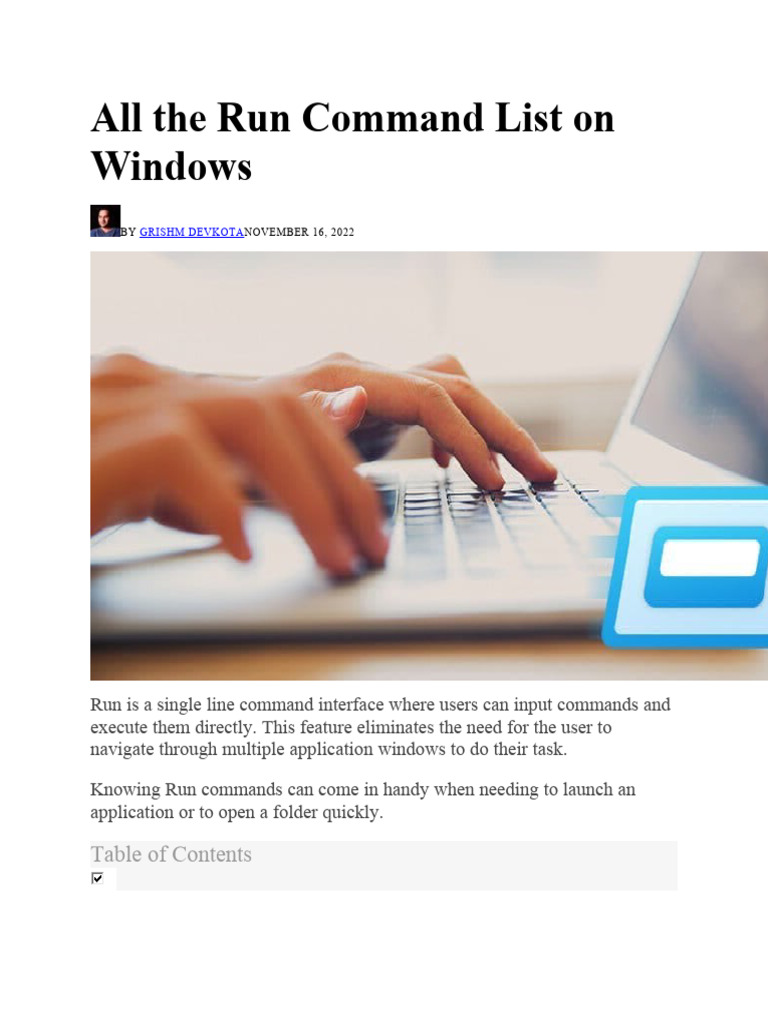 All The Run Command List On Windows | PDF | Microsoft Windows | Group ...