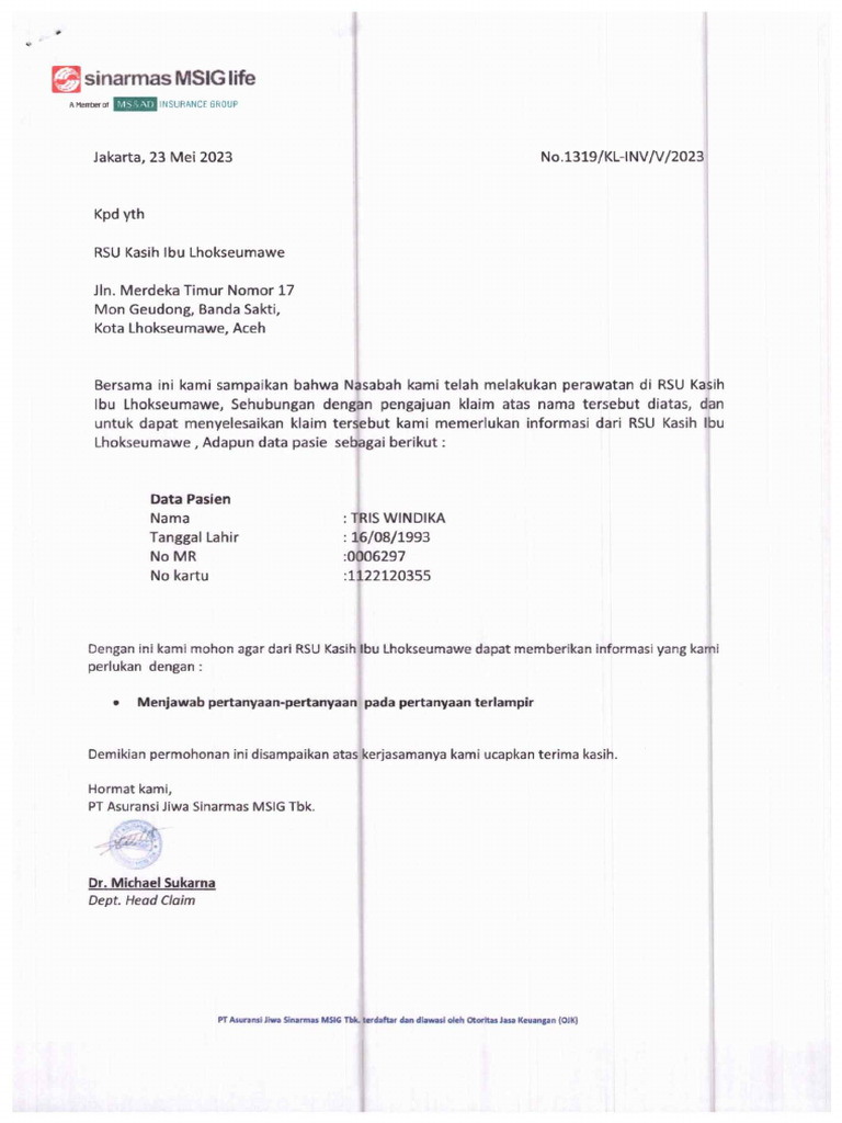 Surat Sinarmas | PDF