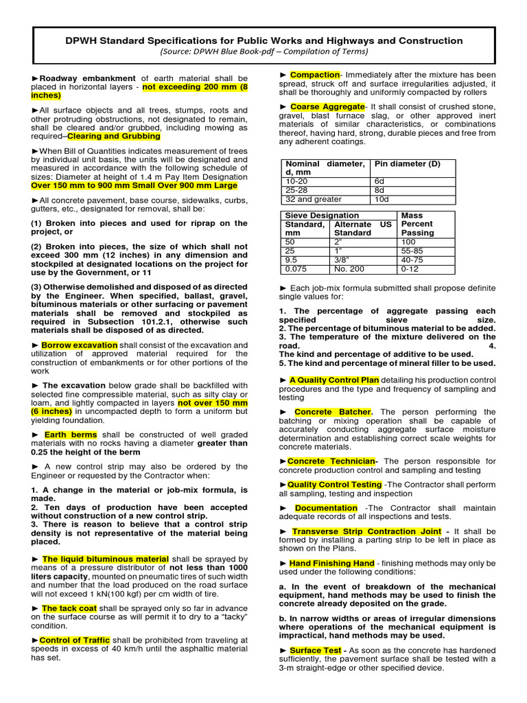 EMT DPWH-TERMS-Manual-and-Construction | PDF | Concrete | Cement