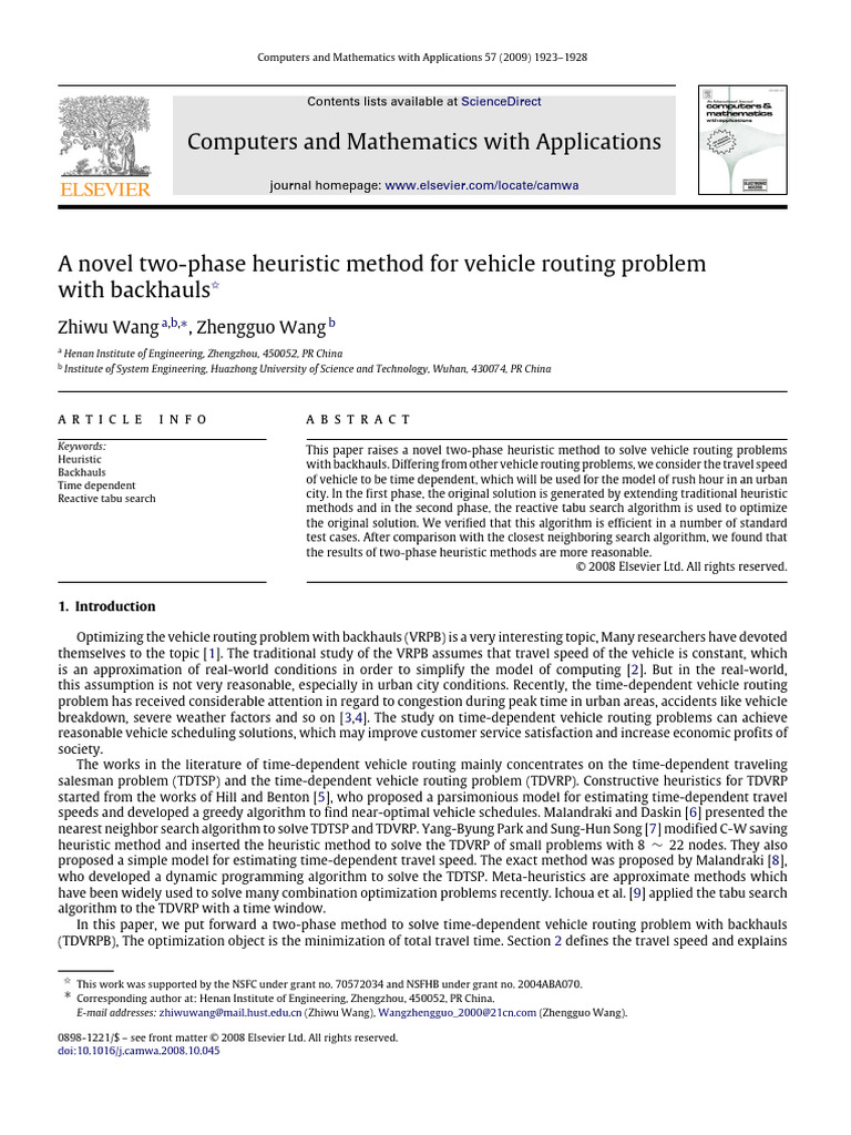 A Novel Two Phase Heuristic Method For Vehicle Routing Problem With Backhauls | PDF ...