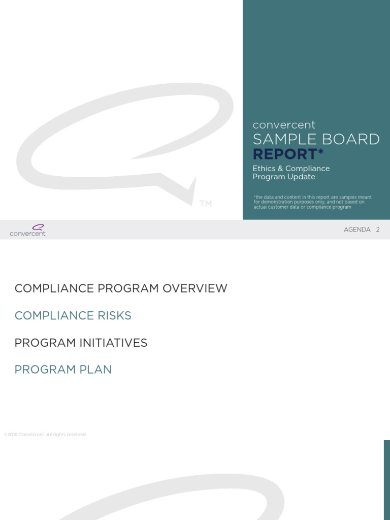 Convercent Sample Board Report | PDF | Regulatory Compliance | Bribery