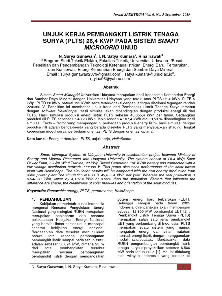 Unjuk Kerja PLTS 26,4 kWp UNUD | PDF | Teknologi & Rekayasa