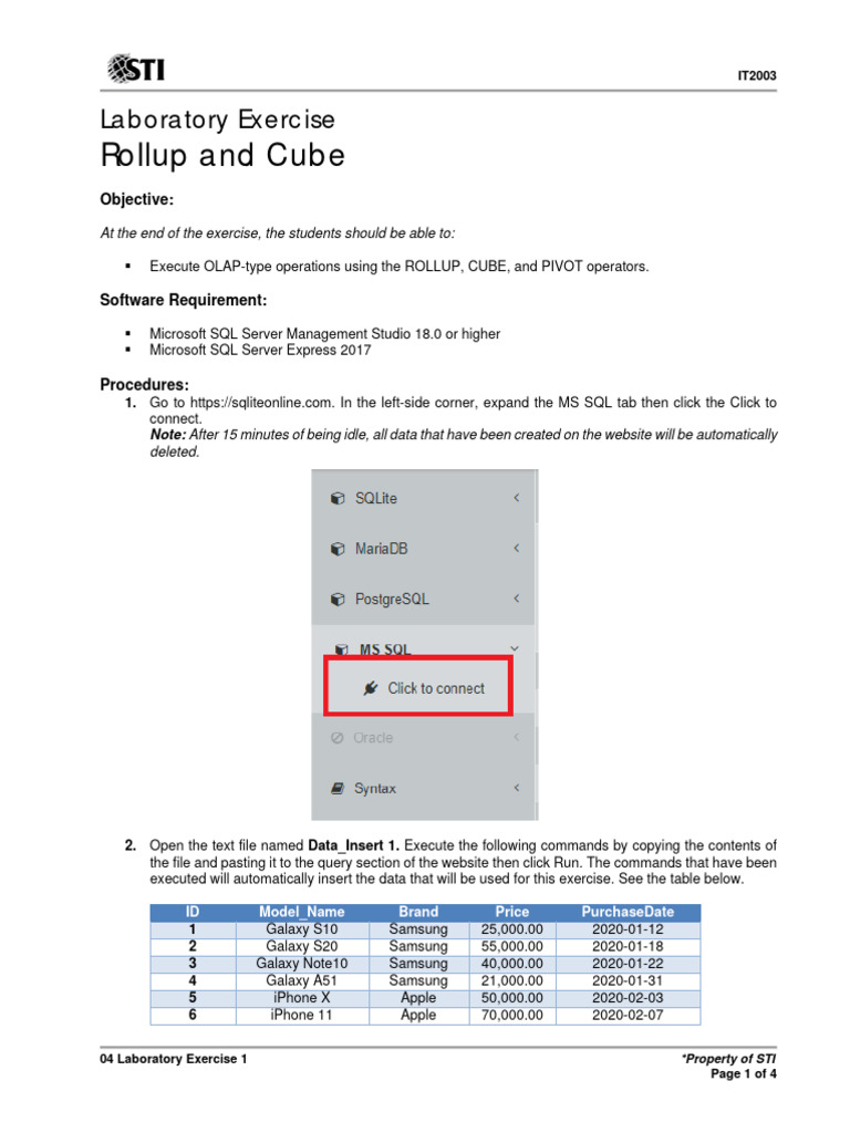 04 Laboratory Exercise 1 | PDF | Microsoft Sql Server | Data Management Software