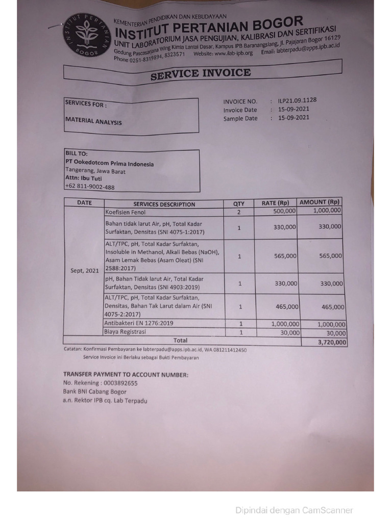 Uji Lab - Invoice | PDF