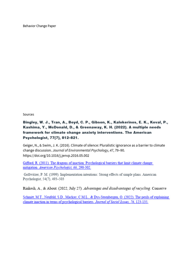 Behavior Change Paper | PDF | Self-Improvement