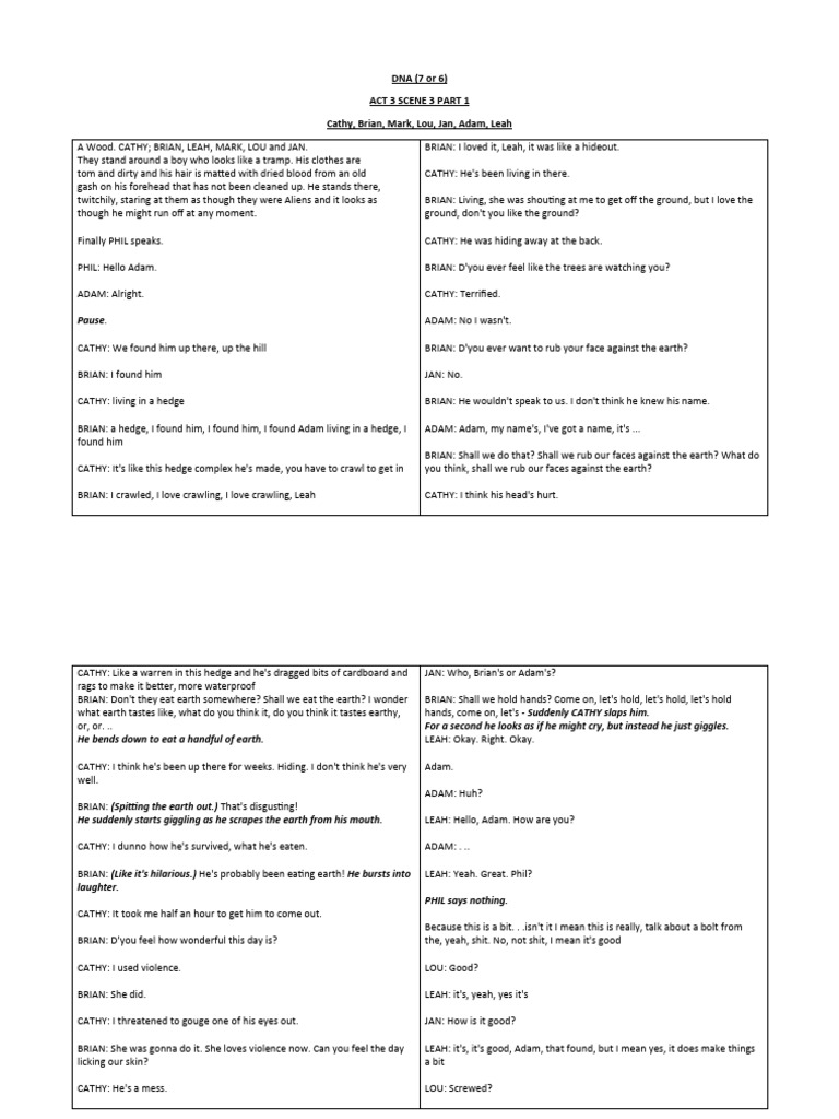 Dna Act 3 Scene 3 Part 1 | PDF