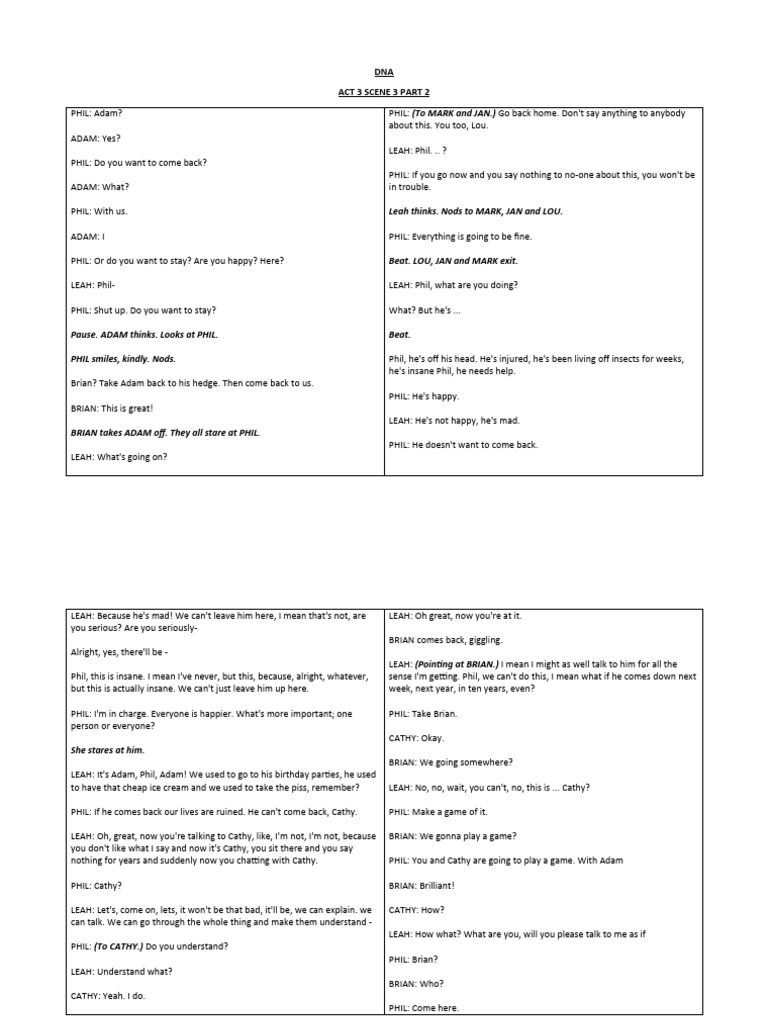 Dna Act 3 Scene 3 Part 2 | PDF