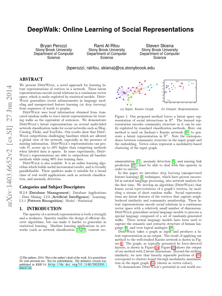 Deep Walk | PDF | Statistical Classification | Vertex (Graph Theory)
