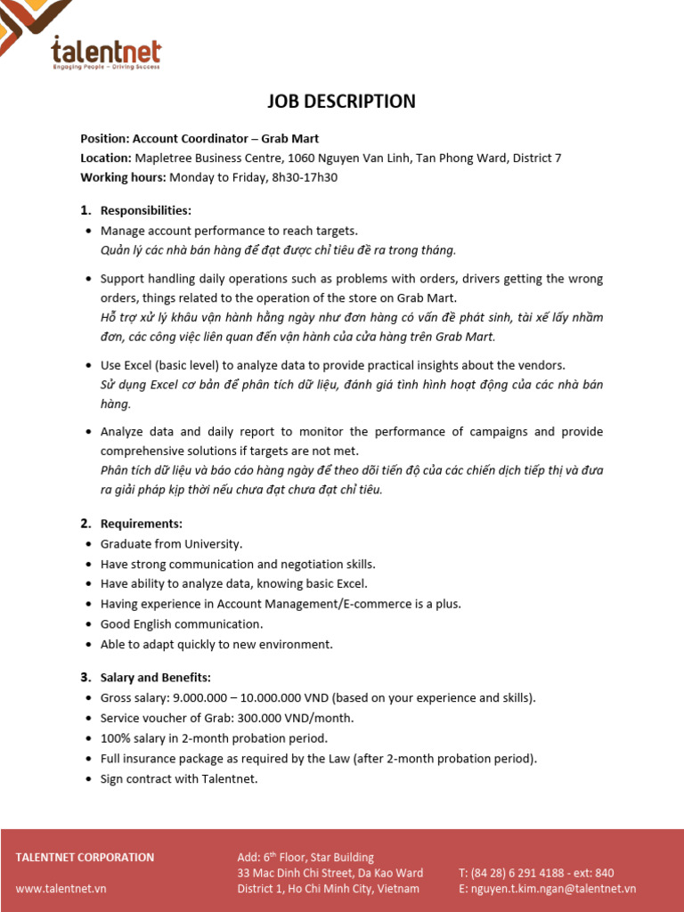 Grab Account Coordinator | PDF