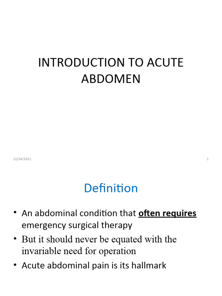 1-Introduction To Acute Abdomen | PDF | Pain | Digestive Diseases